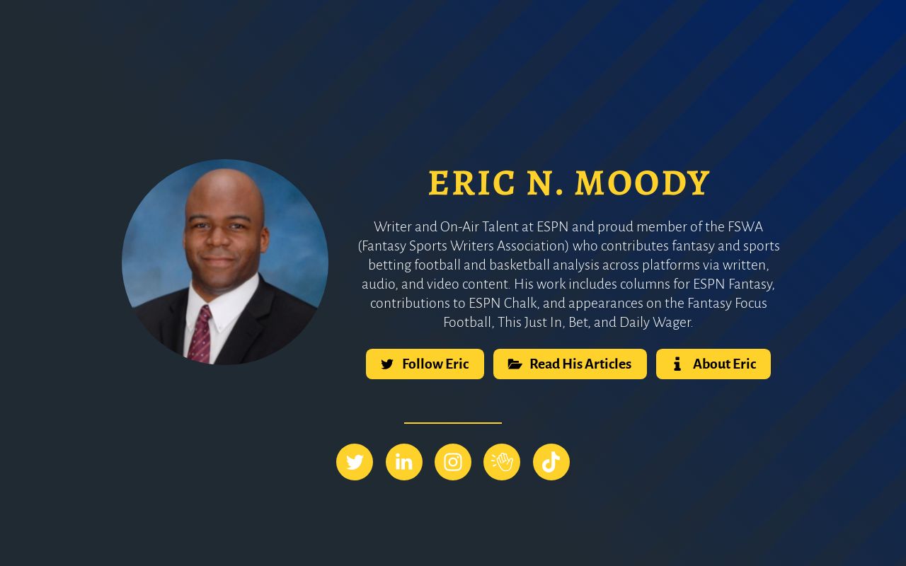 Eric Moody, Fantasy Sports/Betting writer at ESPN